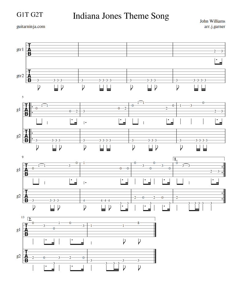 Indiana Jones Theme Song – Guitar Ninja Lessons
